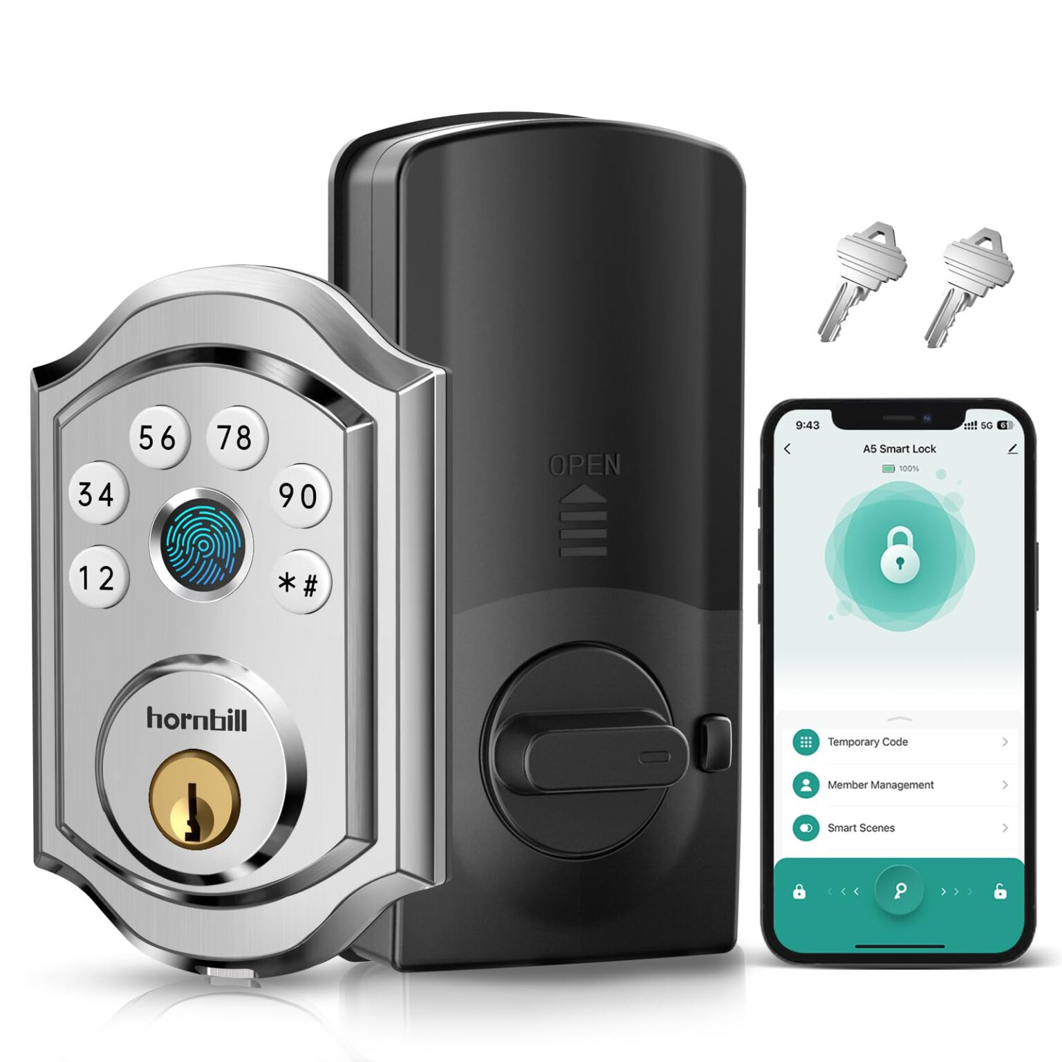 Smart Lock Product | Fingerprint Bluetooth WIFI Remote | Hornbill